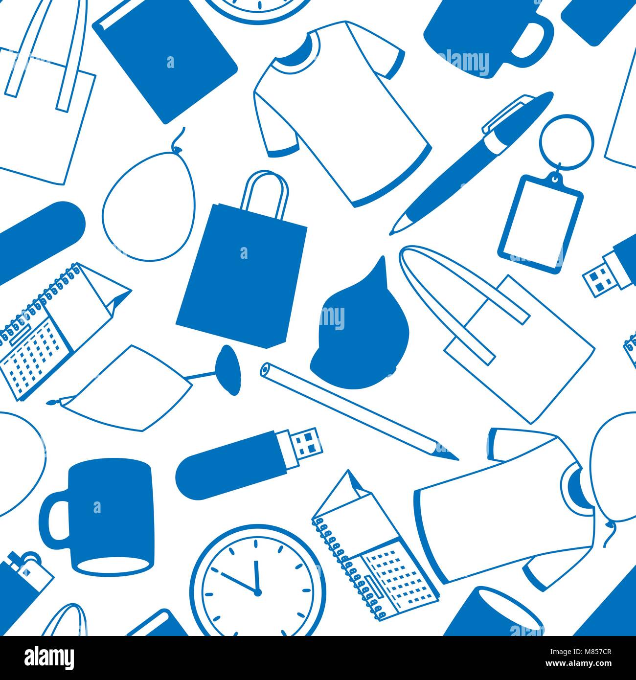 Seamless pattern with promotional gifts and souvenirs Stock Vector ...