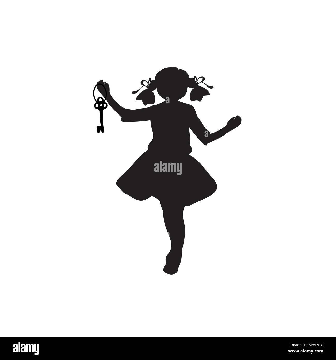 Silhouette girl with key in her hand. Vector illustration Stock Vector ...