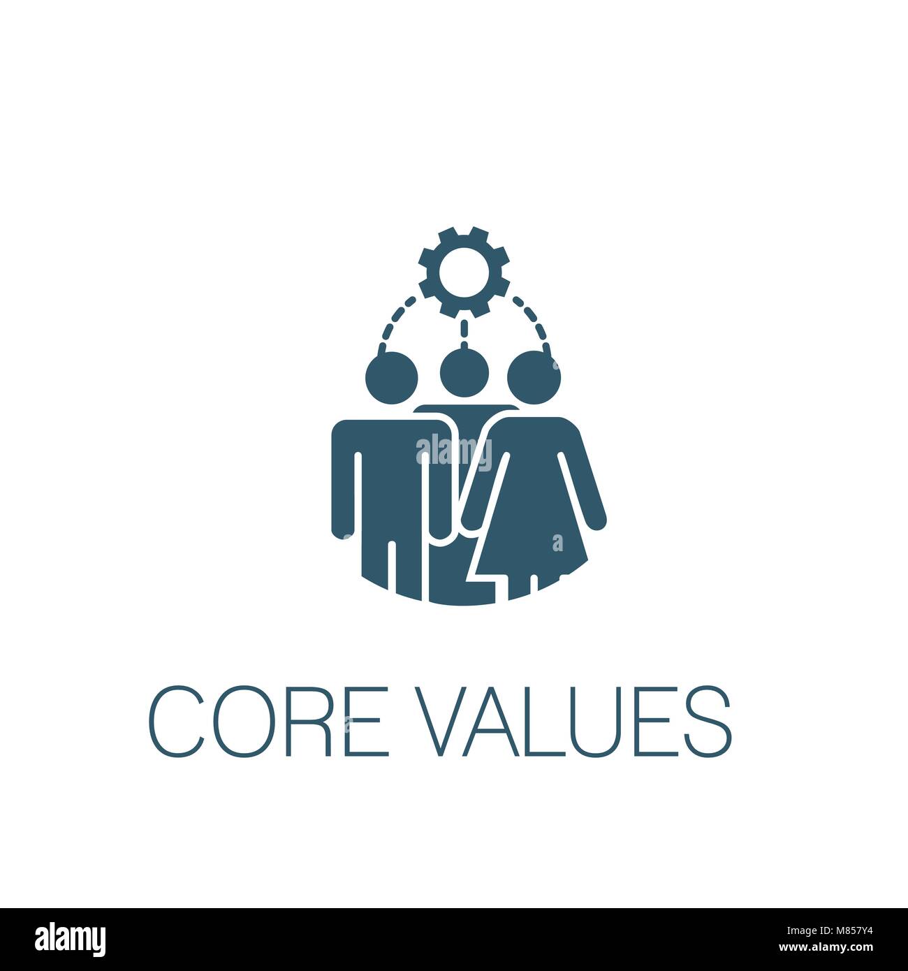 Core Values Solid Icon w person and collaborating / thinking ideas ...