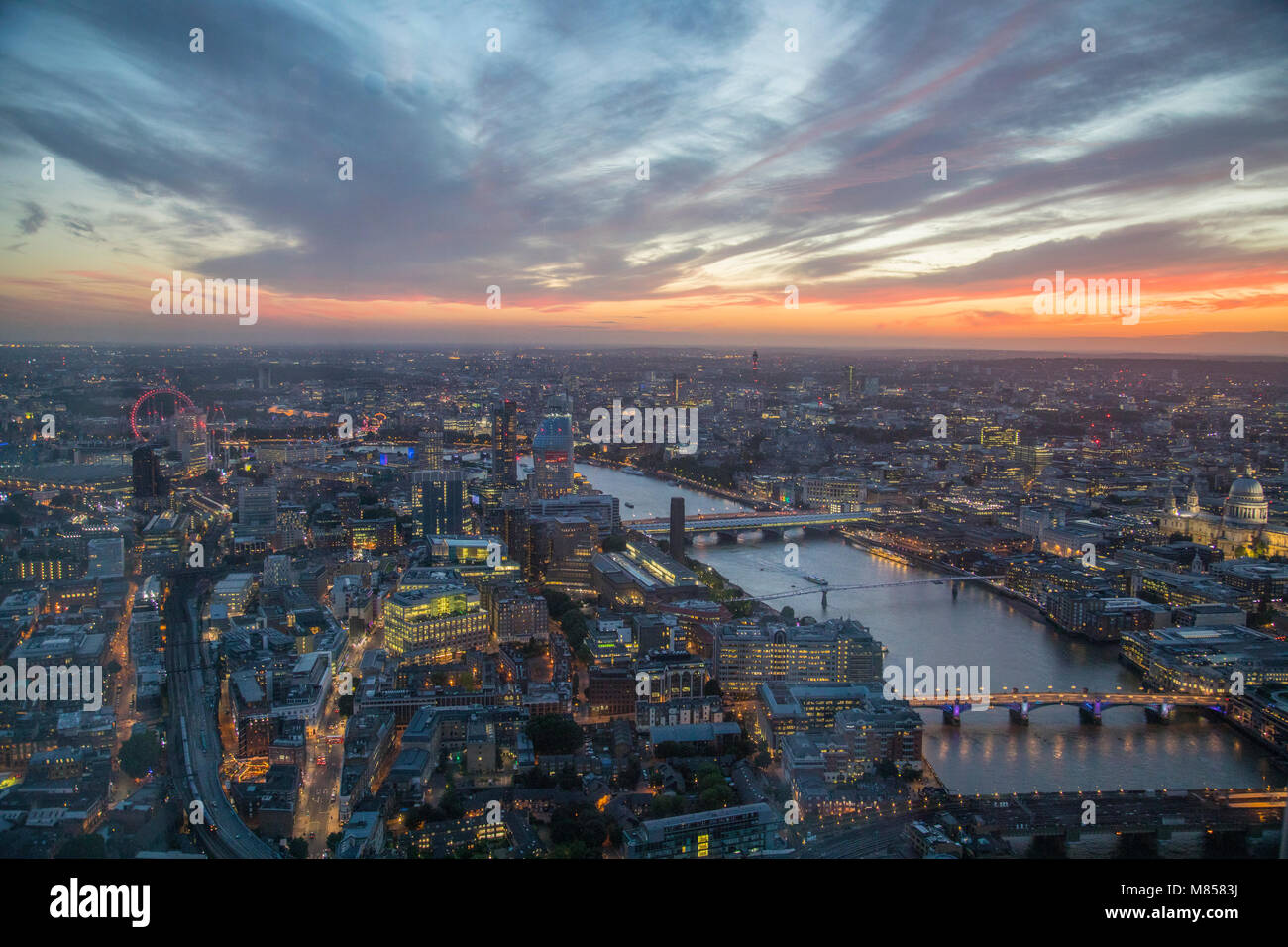 London Aerial View - Skyline during Sunset - View from the Shard Stock ...