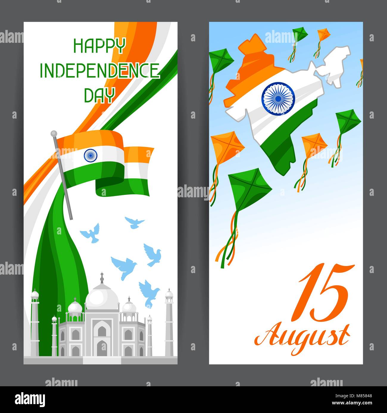 India Independence Day banners. Celebration 15 th of August Stock ...
