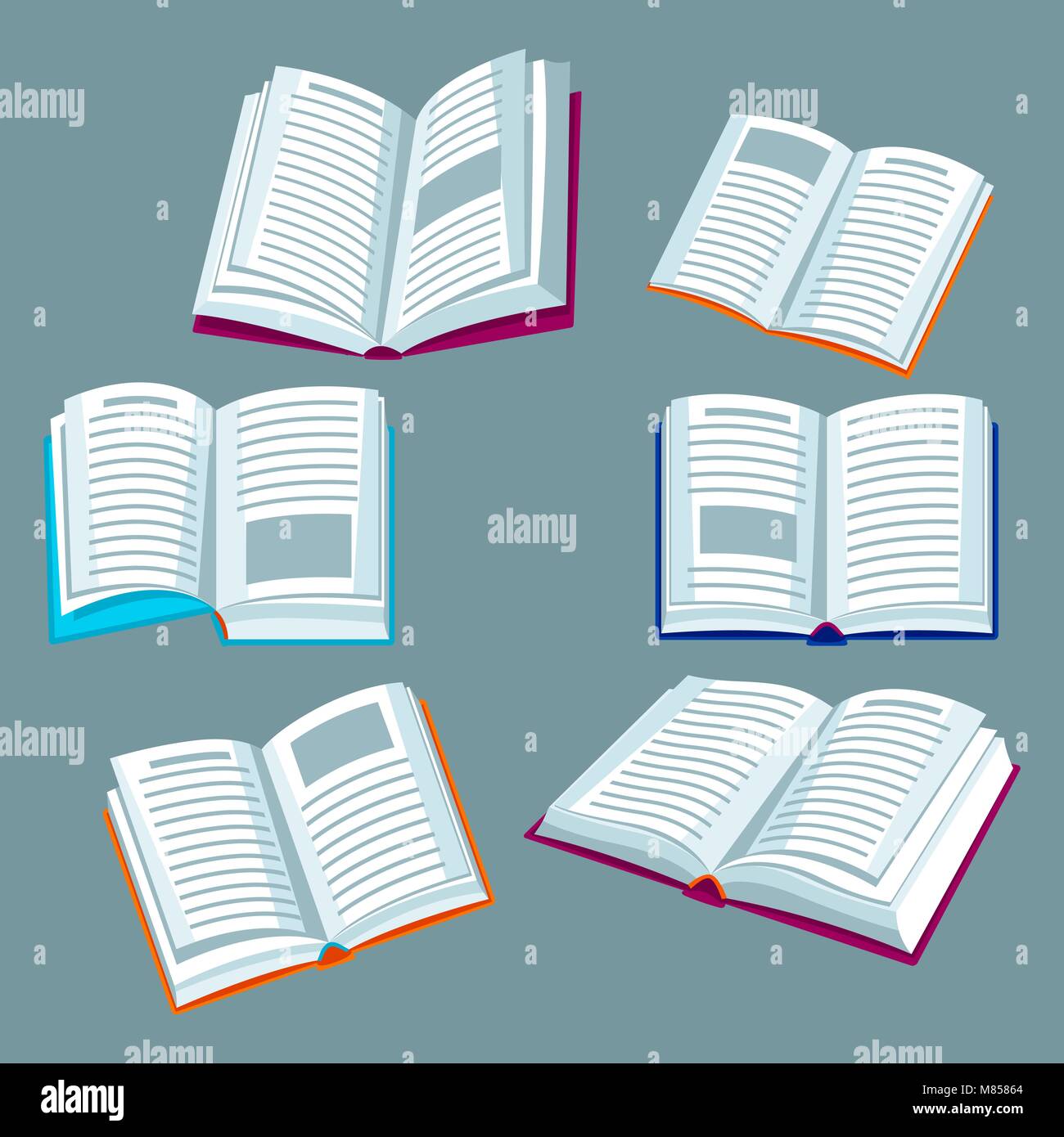 Set of open books. Illustrations for education and school Stock Vector ...