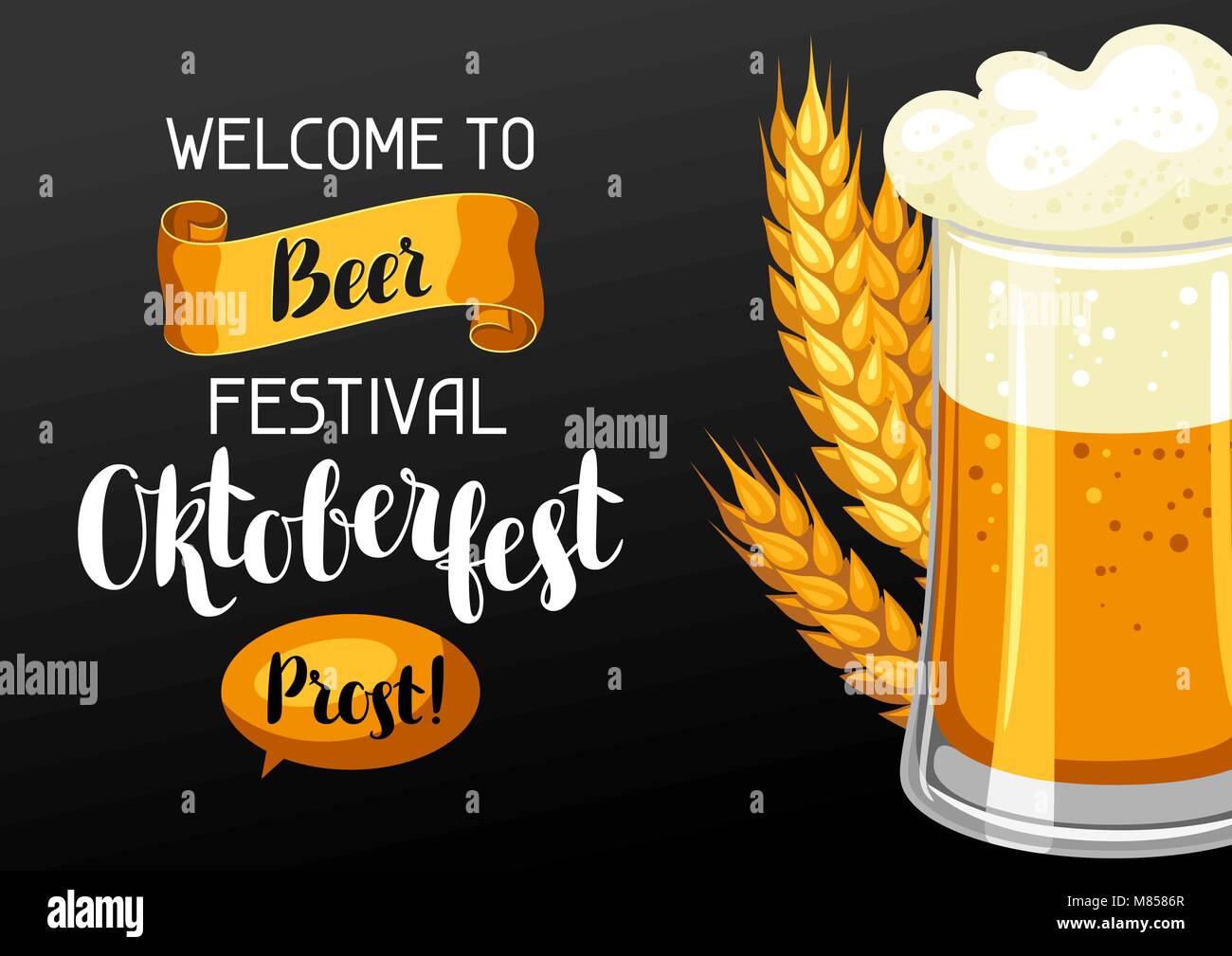Oktoberfest. Welcome to beer festival. Invitation flyer or poster for ...