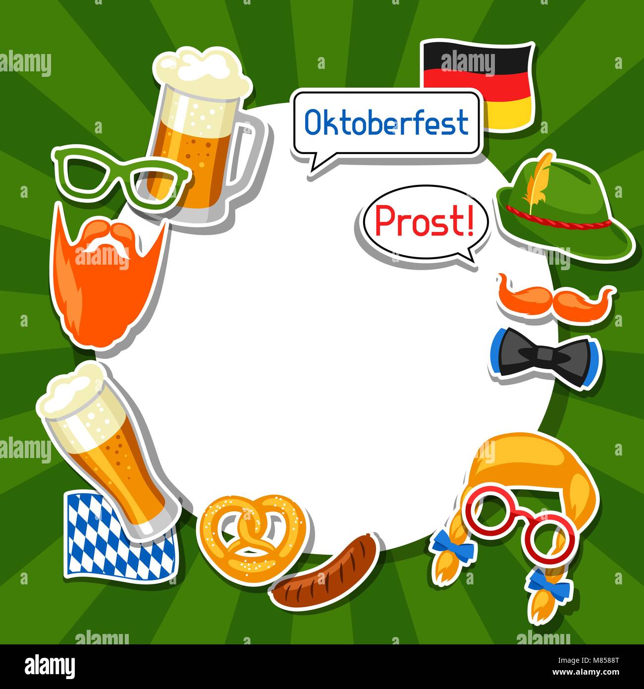Oktoberfest frame with photo booth stickers. Design for festival and ...