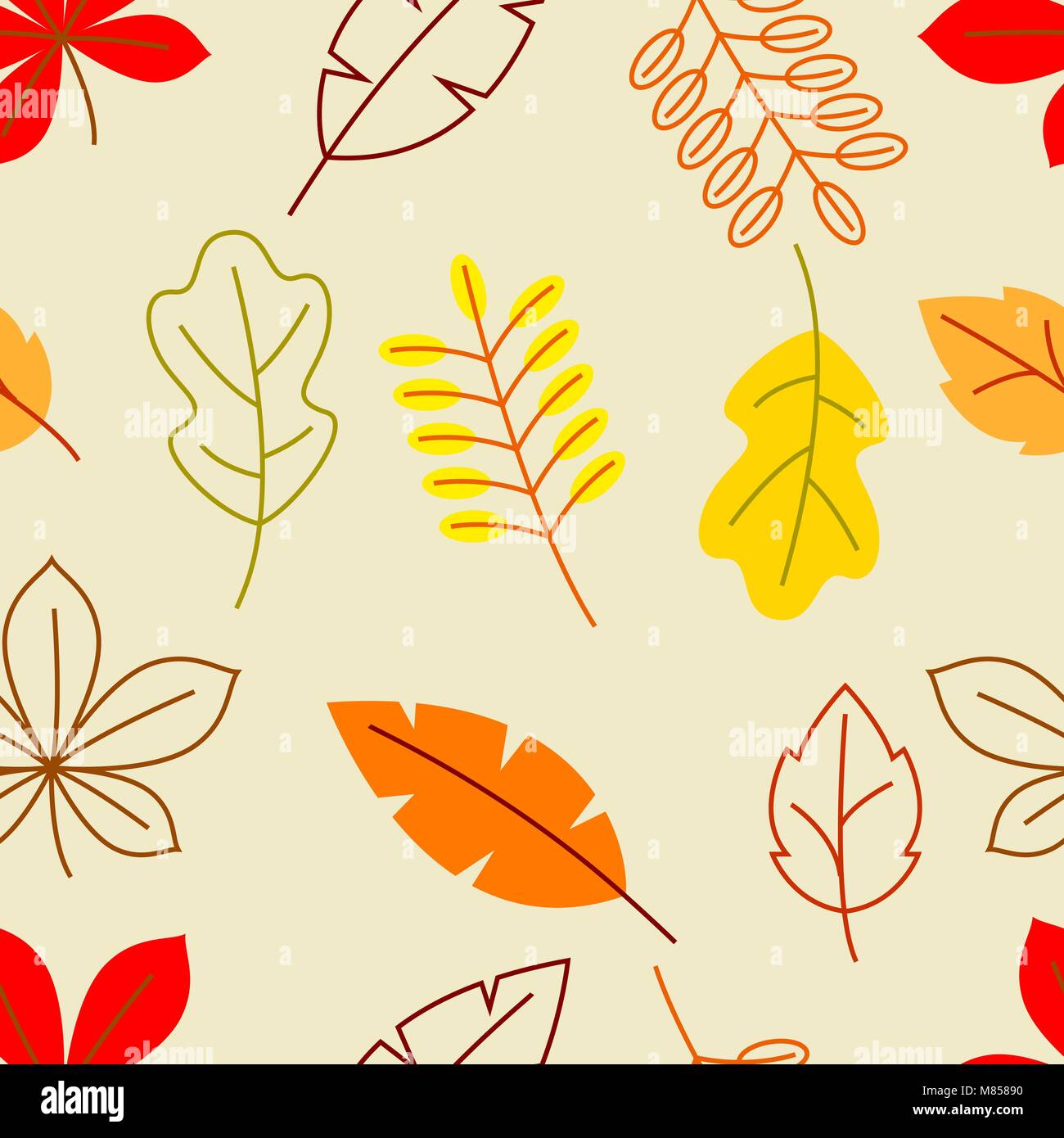 Seamless floral pattern with stylized autumn foliage. Falling leaves in ...