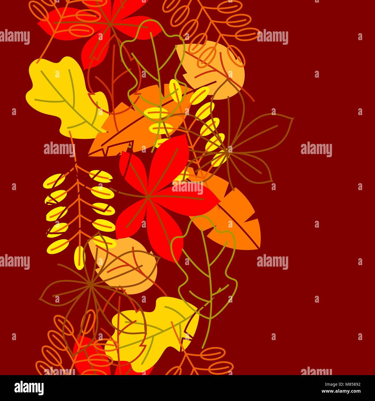Seamless floral pattern with stylized autumn foliage. Falling leaves in ...