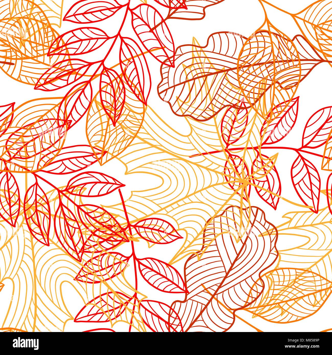 Seamless floral pattern with stylized autumn foliage. Falling leaves ...