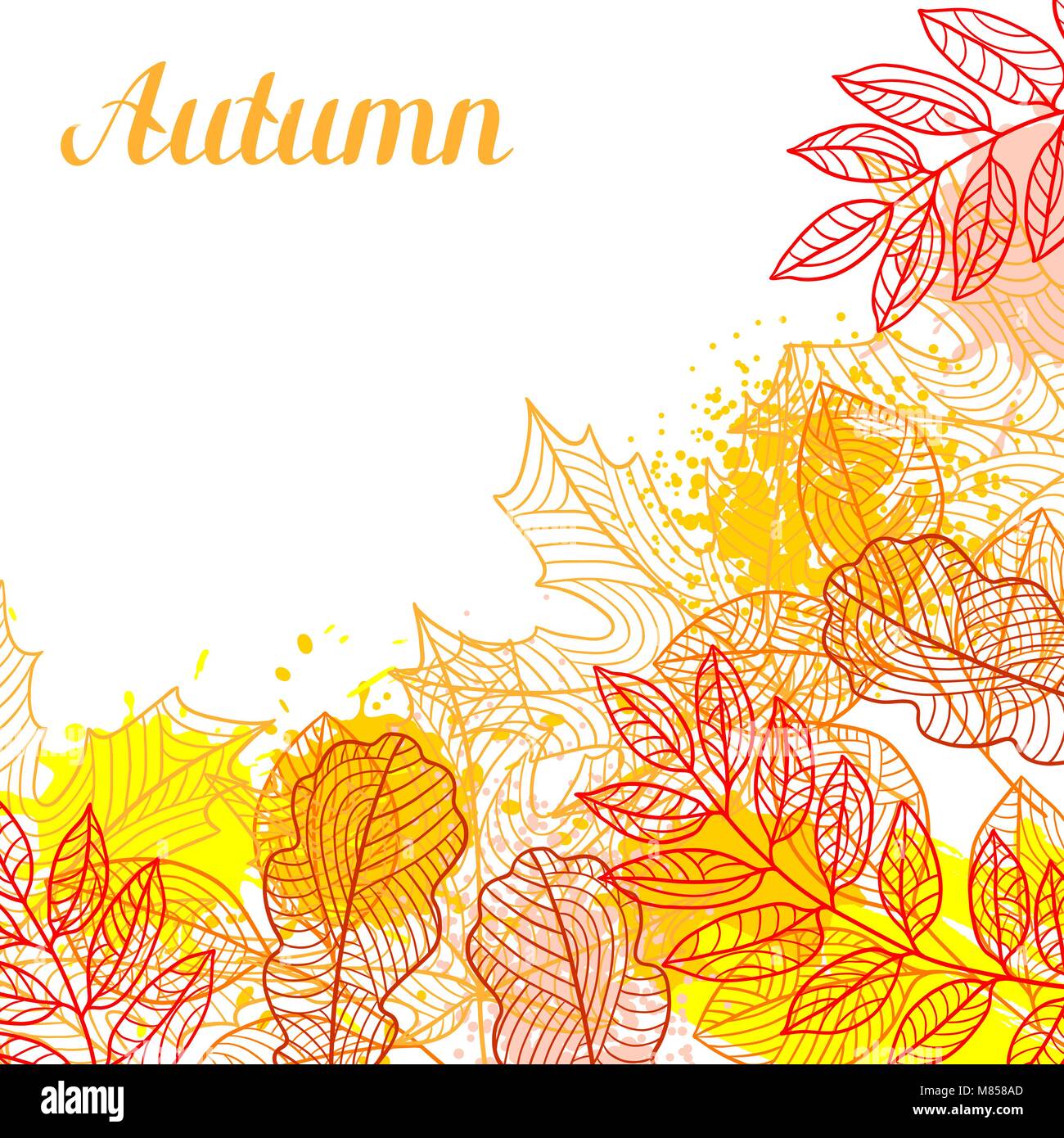Floral background with stylized autumn foliage. Falling leaves Stock ...