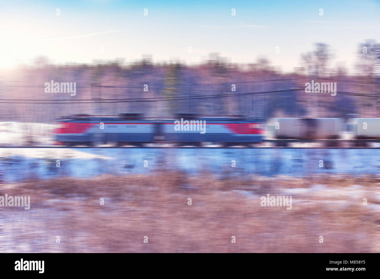 Blurred winter landscape railway hi-res stock photography and images ...