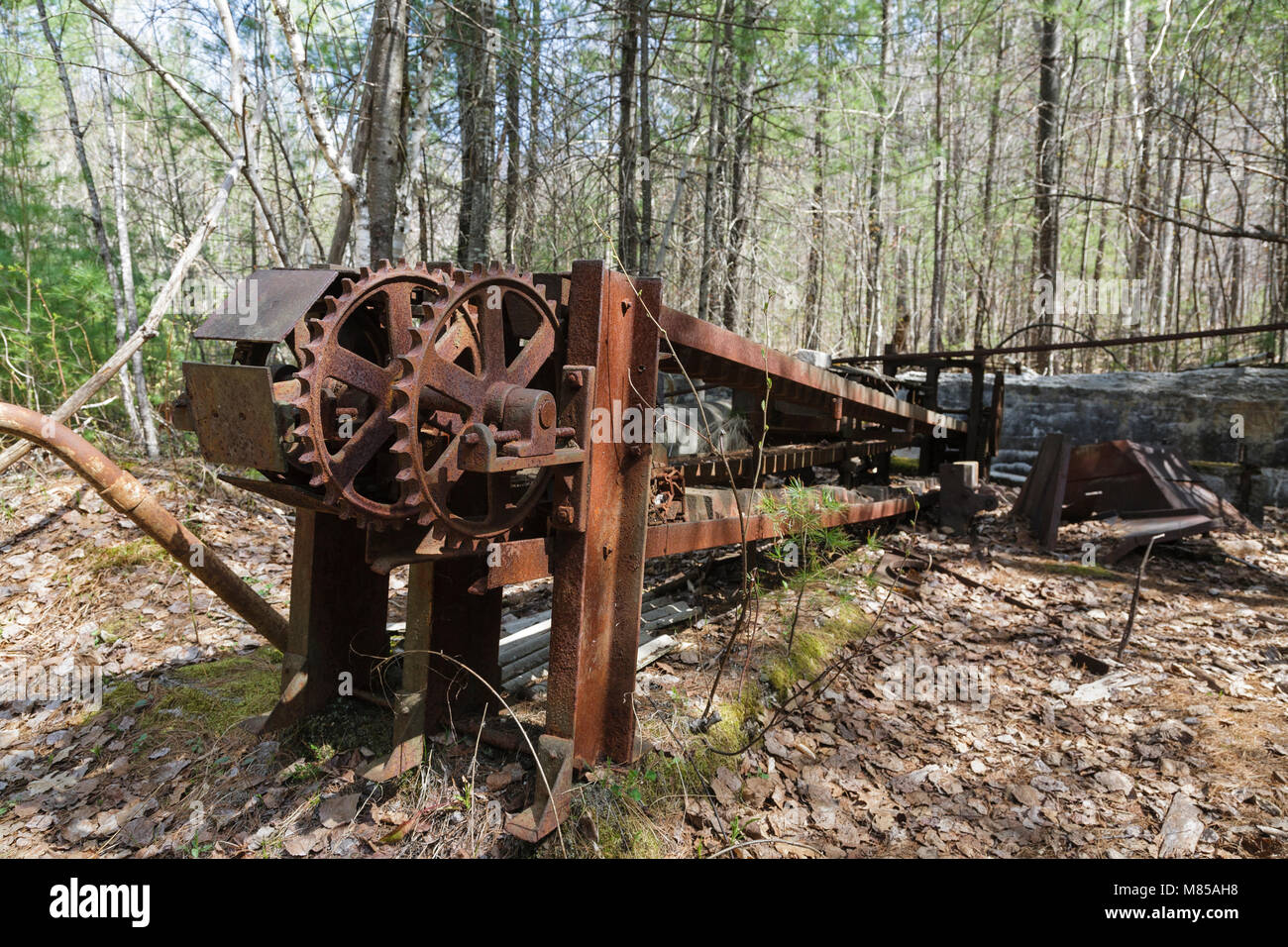 Tool conveyor belt at the abandoned Redstone Granite quarry in Conway ...