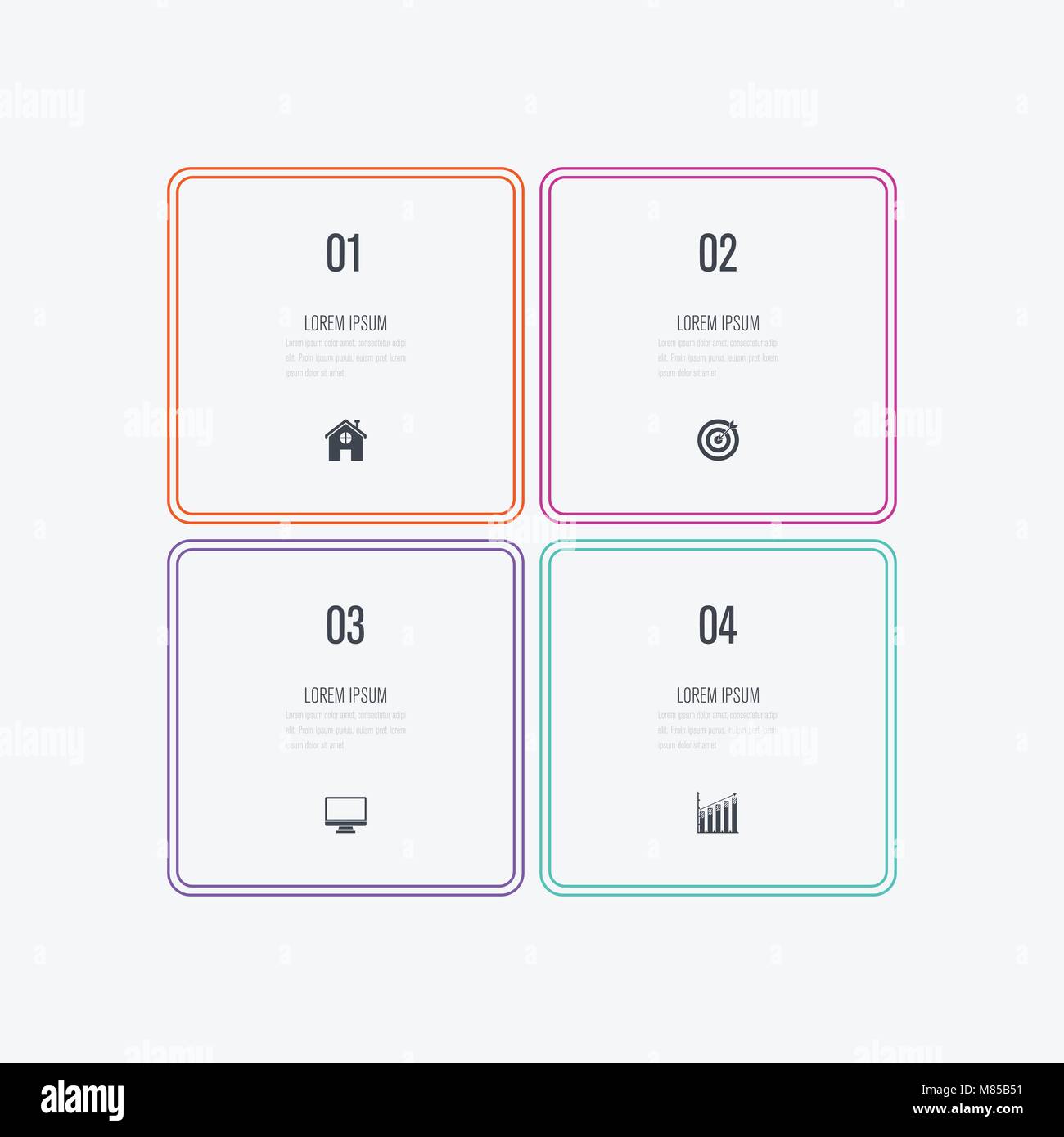 Business infographics template 4 steps with square Stock Vector Image ...