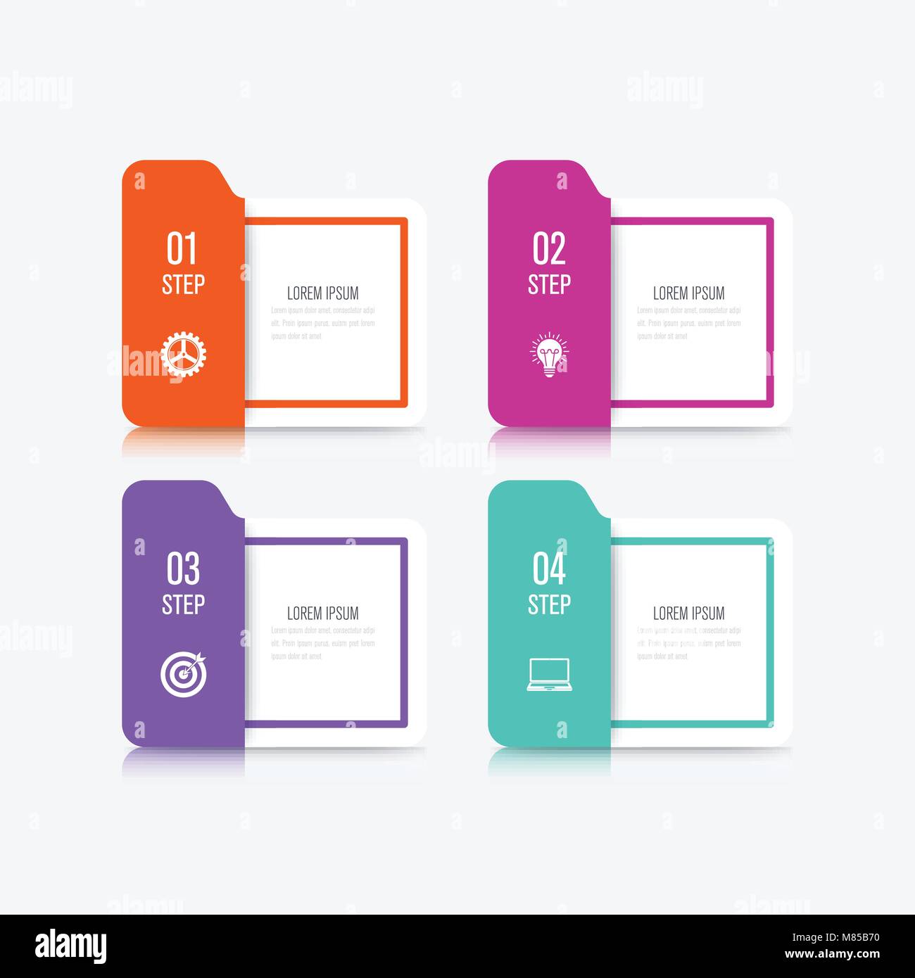 Business infographics template 4 steps with square Stock Vector Image ...