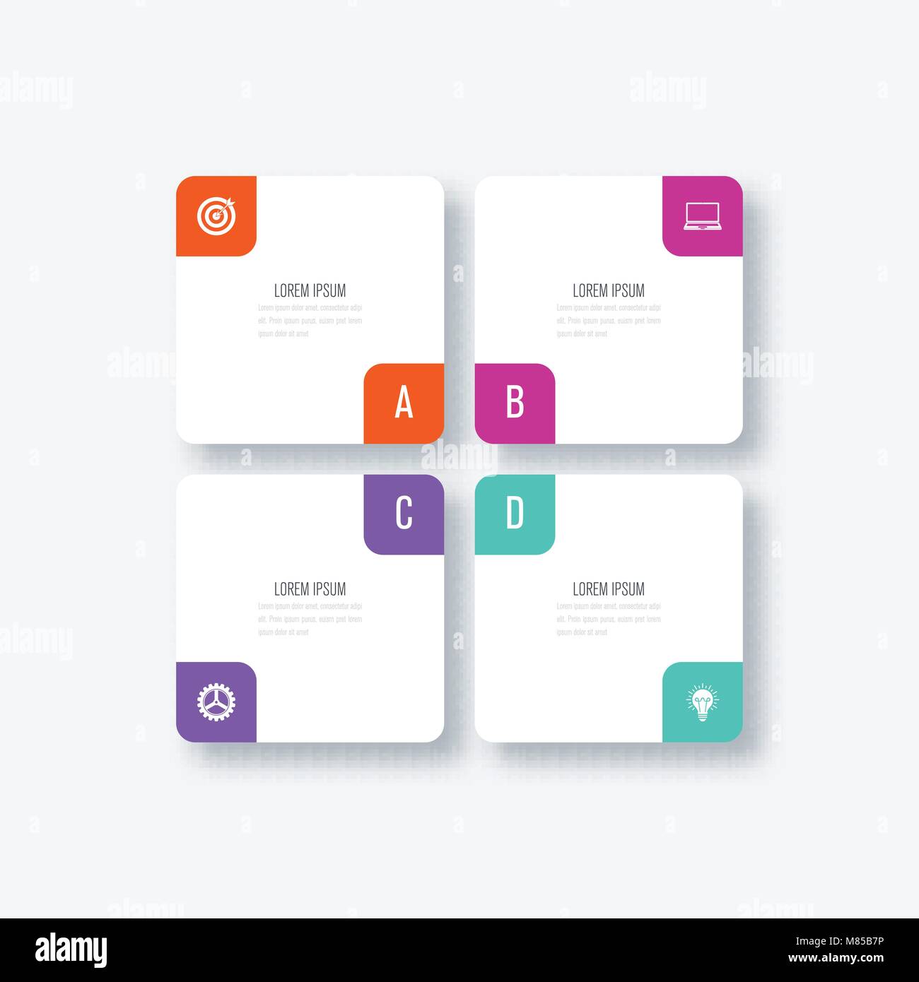 Business infographics template 4 steps with square Stock Vector Image ...