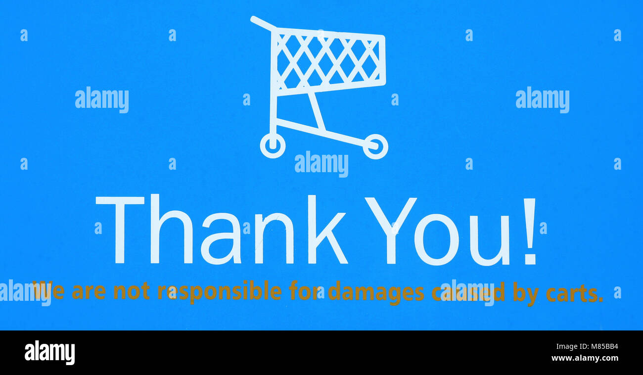 A Shopping cart return thank you sign Stock Photo - Alamy