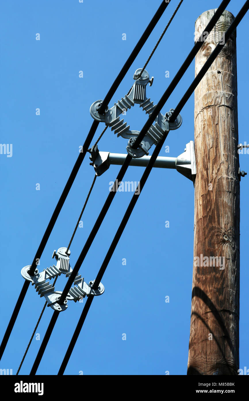 A Telephone pole with wires Stock Photo - Alamy