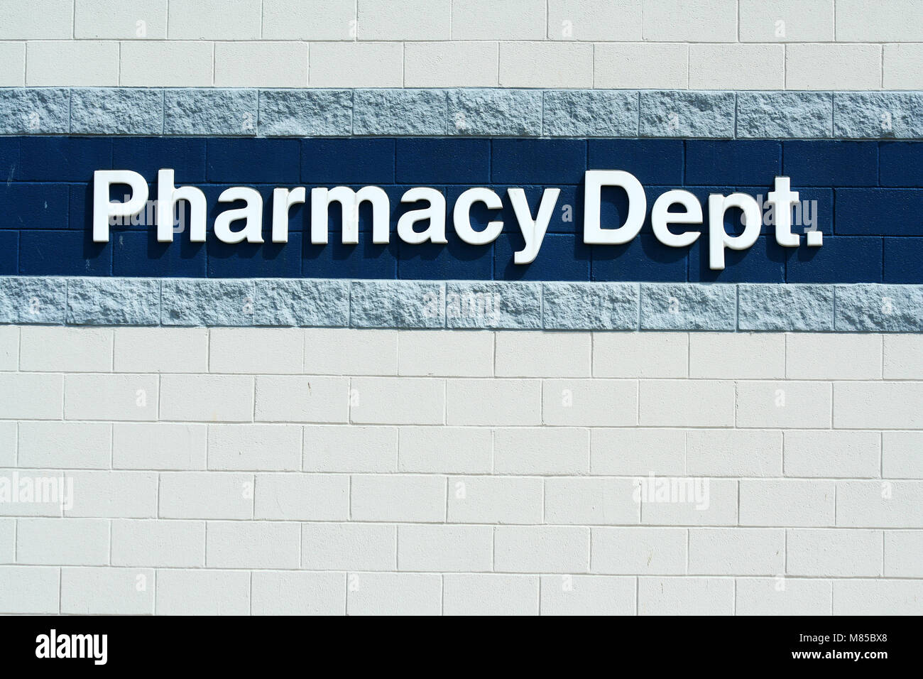A Pharmacy Dept sign on a wall Stock Photo - Alamy