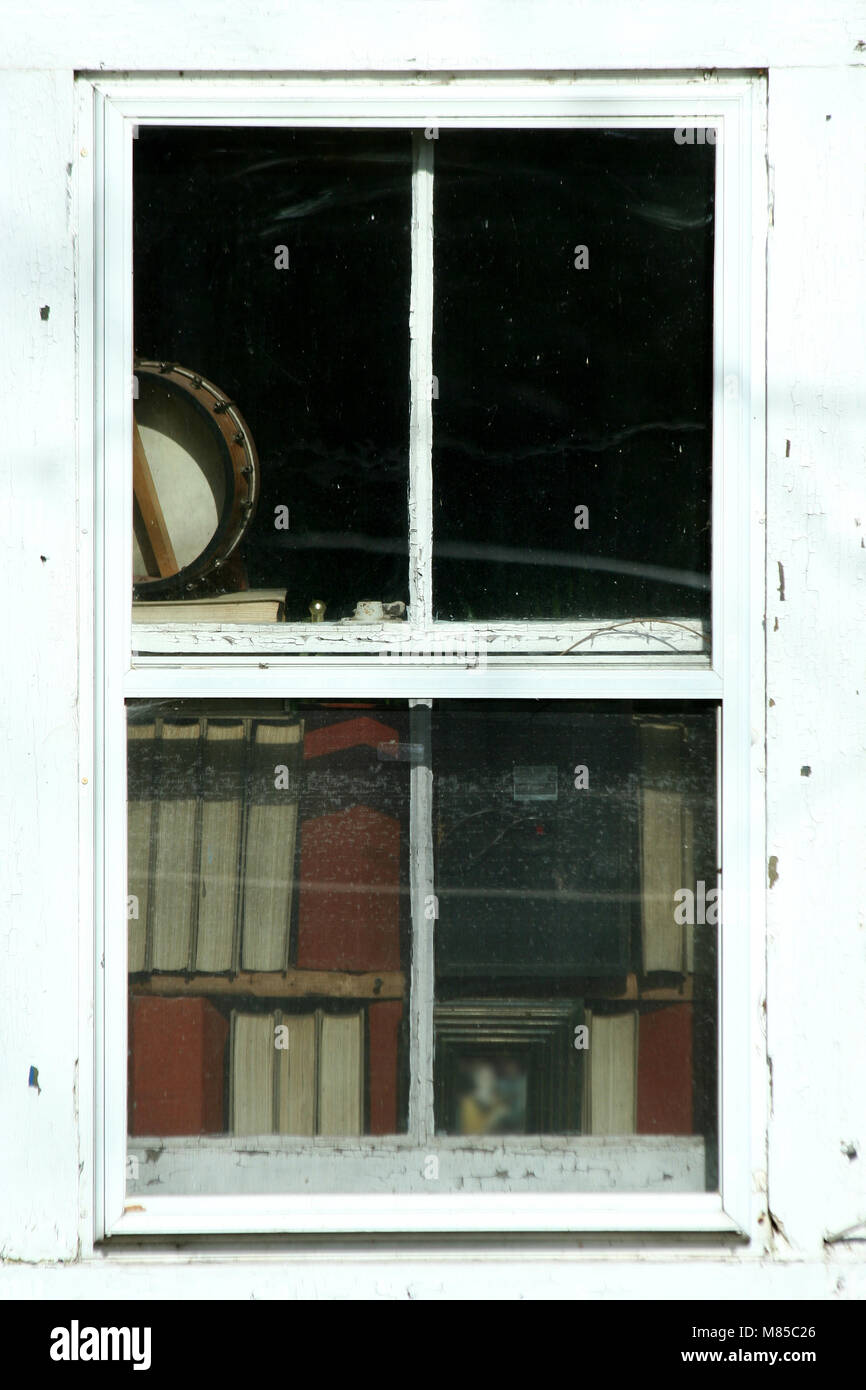 Old window with books image Stock Photo - Alamy