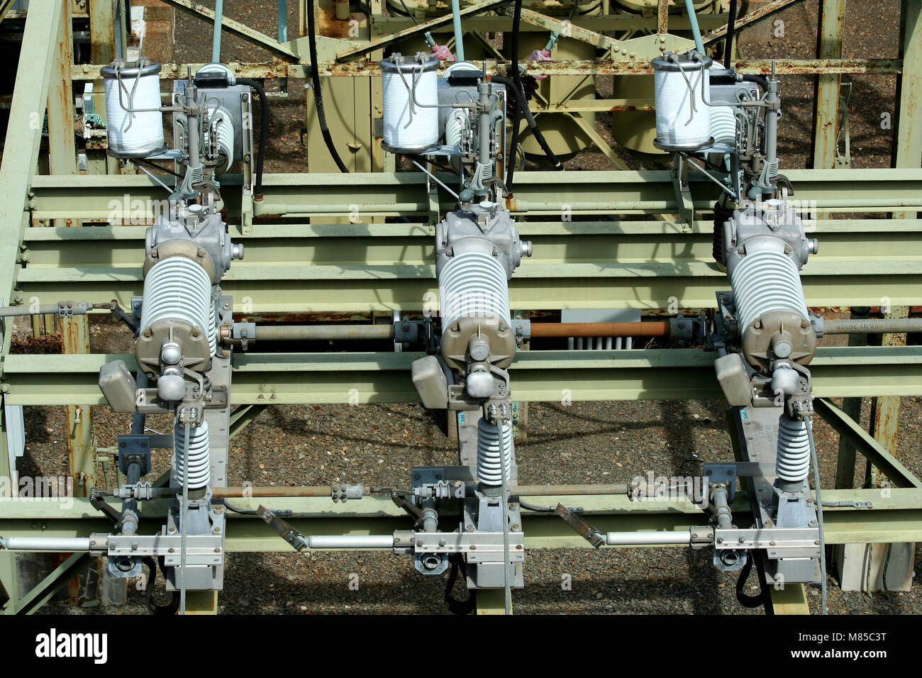 A industrial electric transformer substation Stock Photo - Alamy