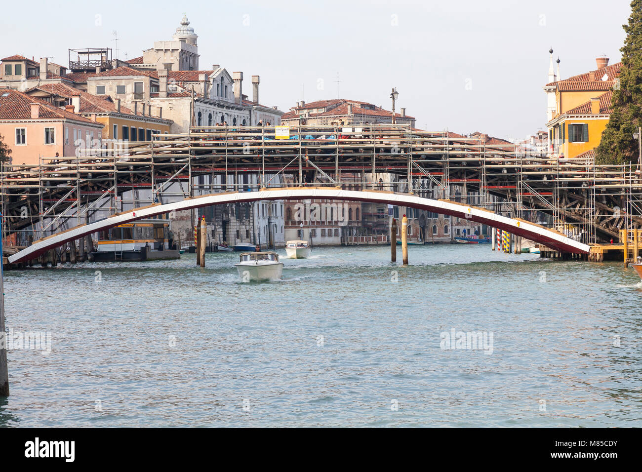 Accademia Bridge covered in scaffolding for renovations by Luxottica ...