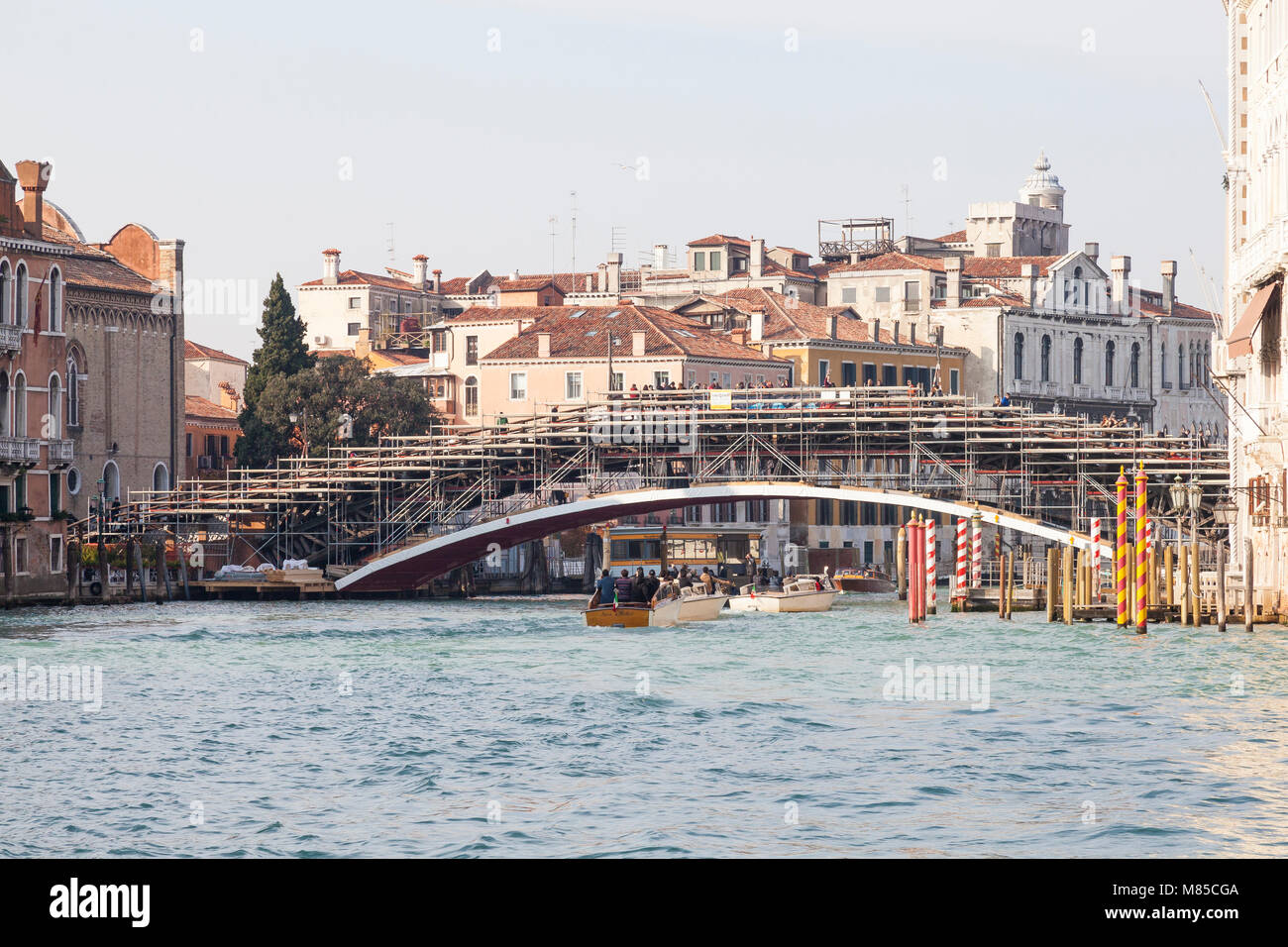 Accademia Bridge covered in scaffolding for renovations by Luxottica ...