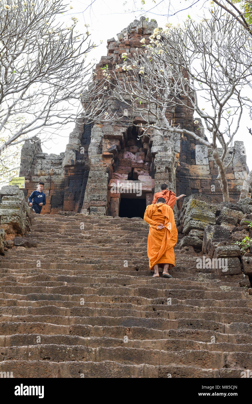Battambang, Cambodia -14 January 2018: Phnom Banan temple at Battambang ...