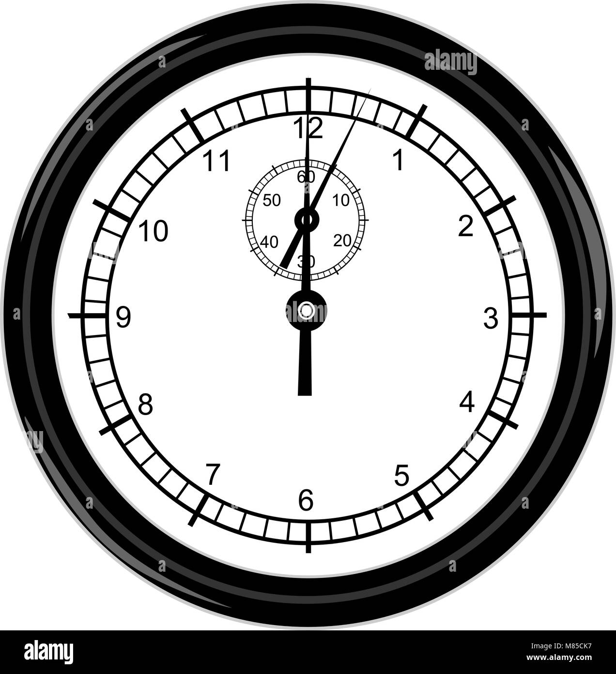 Wall clock on white Black and White Stock Photos & Images - Alamy