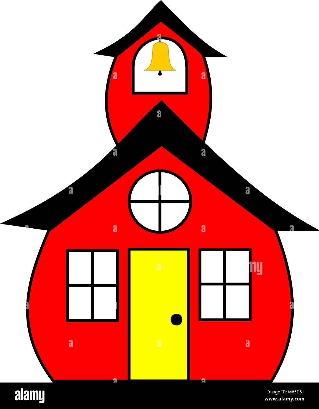 A red schoolhouse with a bell Stock Vector Image & Art - Alamy