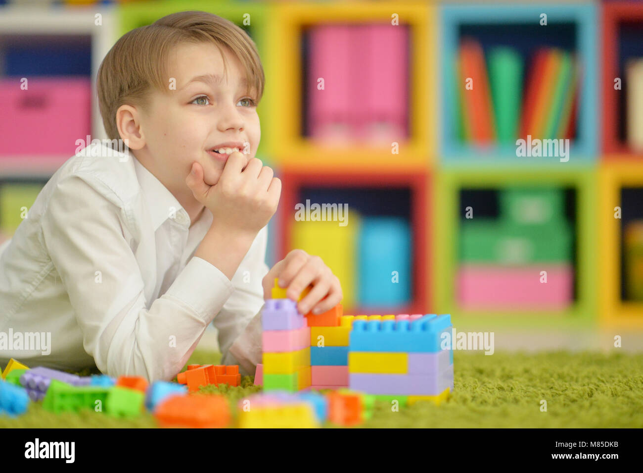 boy playing with blocks Stock Photo - Alamy