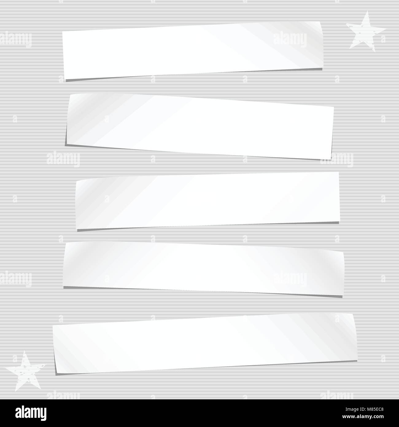 White cut out note, notebook paper pieces for text stuck on lined gray ...