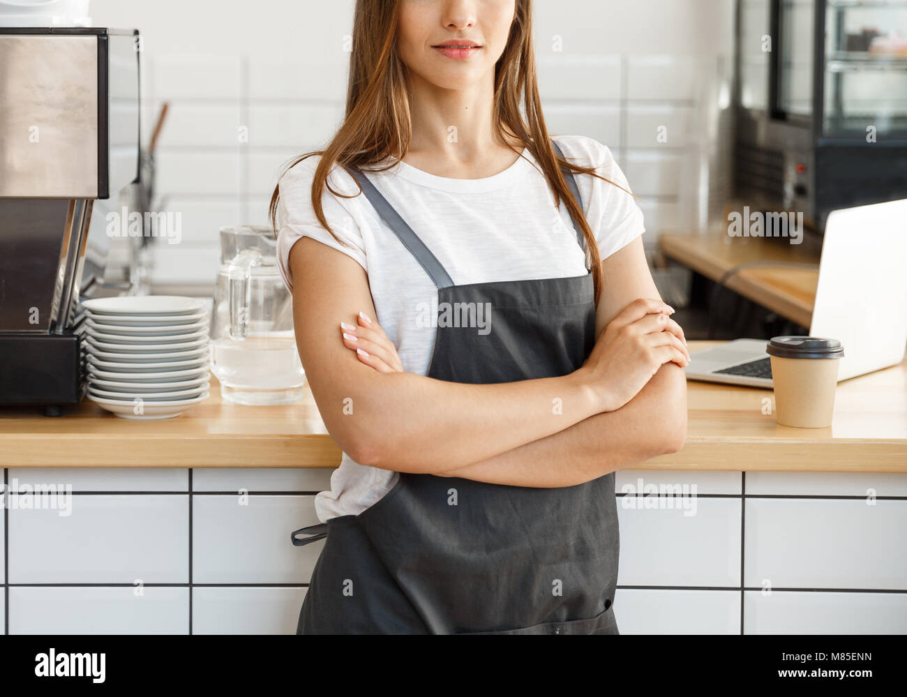 Coffee Business owner Concept - attractive young beautiful caucasian ...