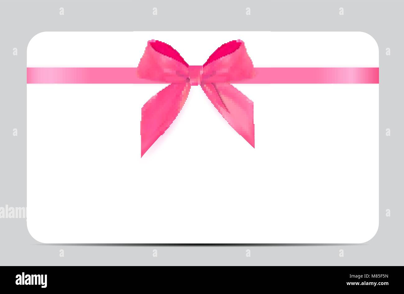 Blank Gift Card Template with Pink Bow and Ribbon. Vector Illustration ...