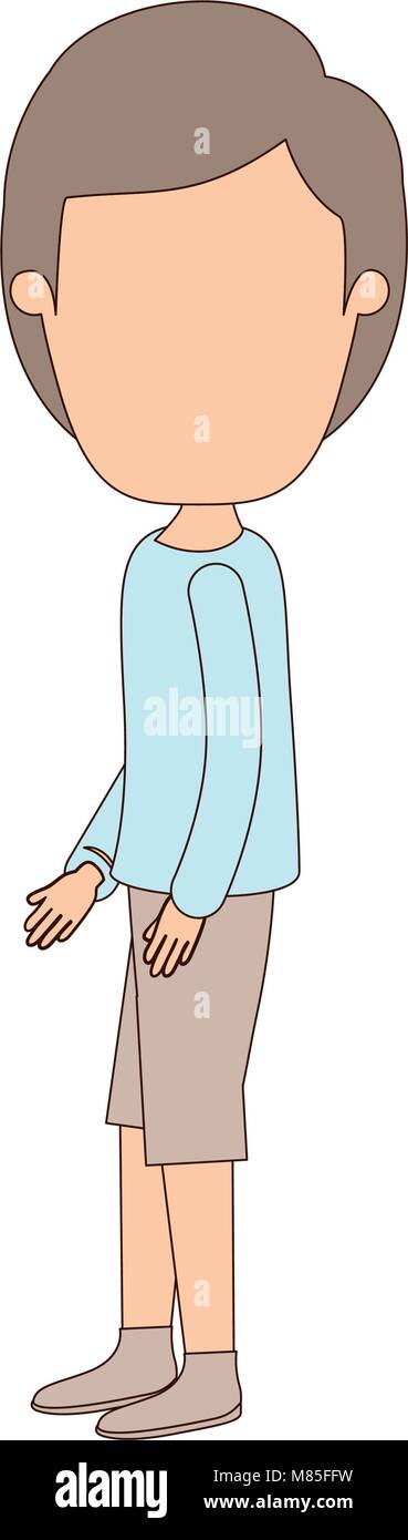 light color caricature faceless full body guy with hairstyle looking to ...
