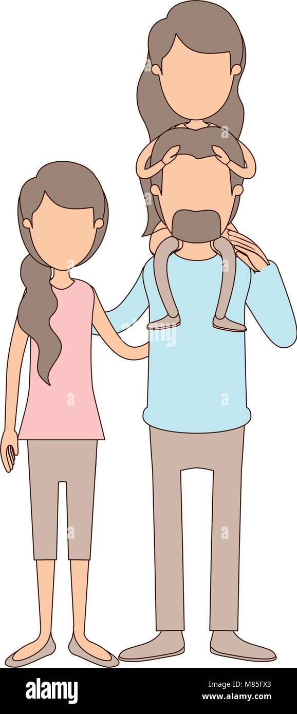 light color caricature faceless family with mother and father with ...