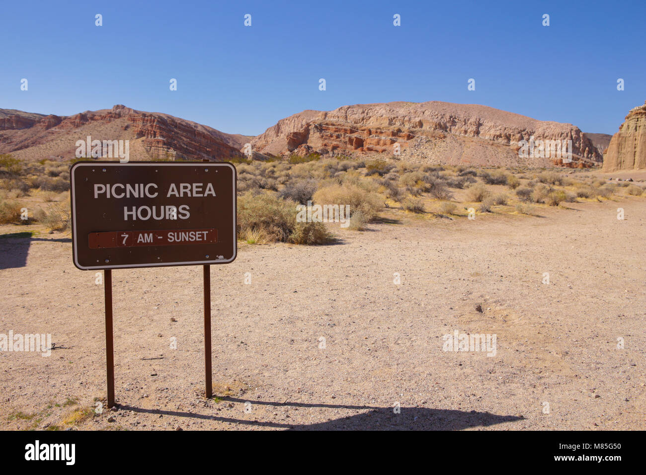 Picnic area sign at Red Rocks Canyon state park California USA Stock ...