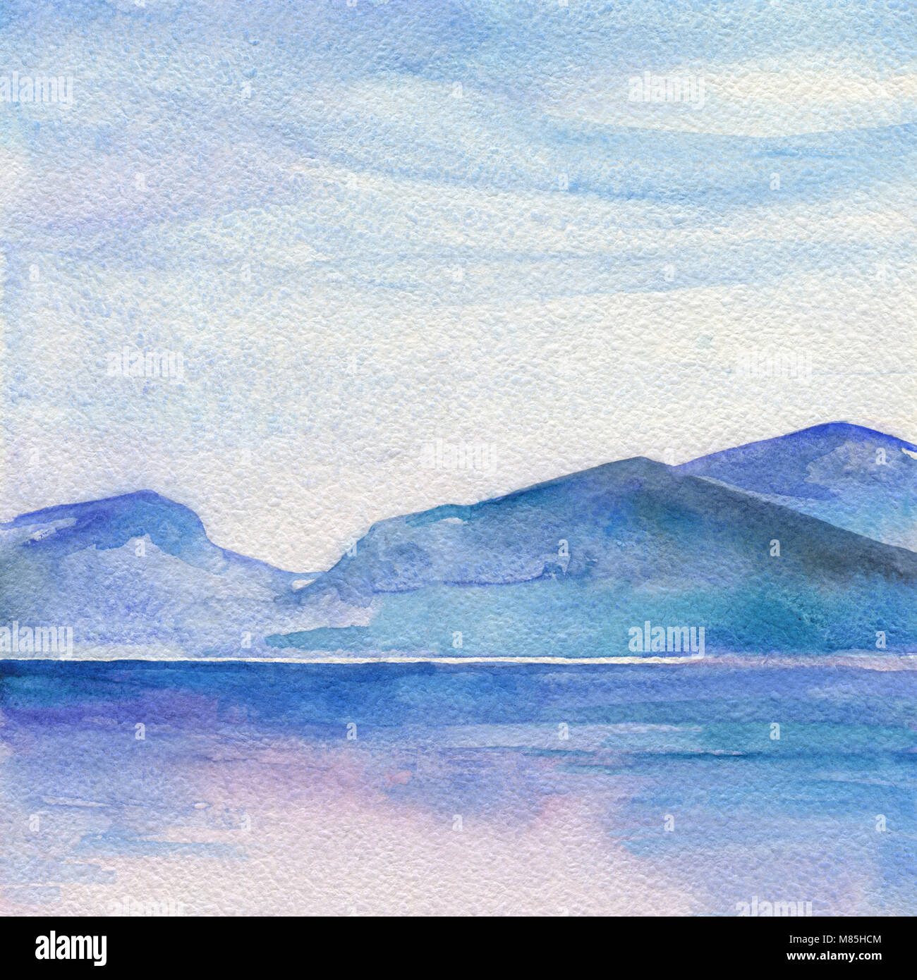 Ocean watercolor hand painting illustration Stock Photo - Alamy