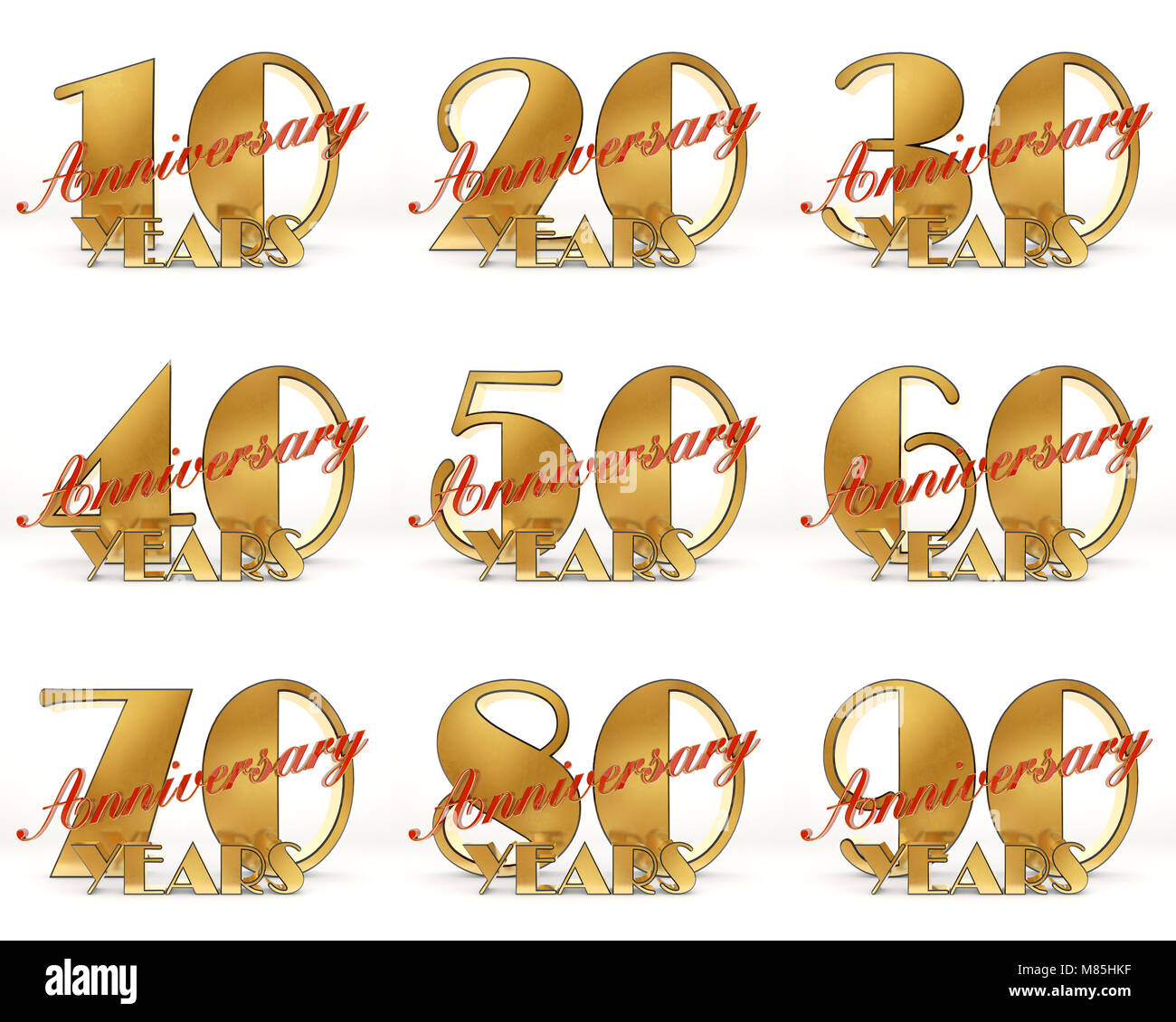 Set of Years celebration design. Anniversary golden number template ...