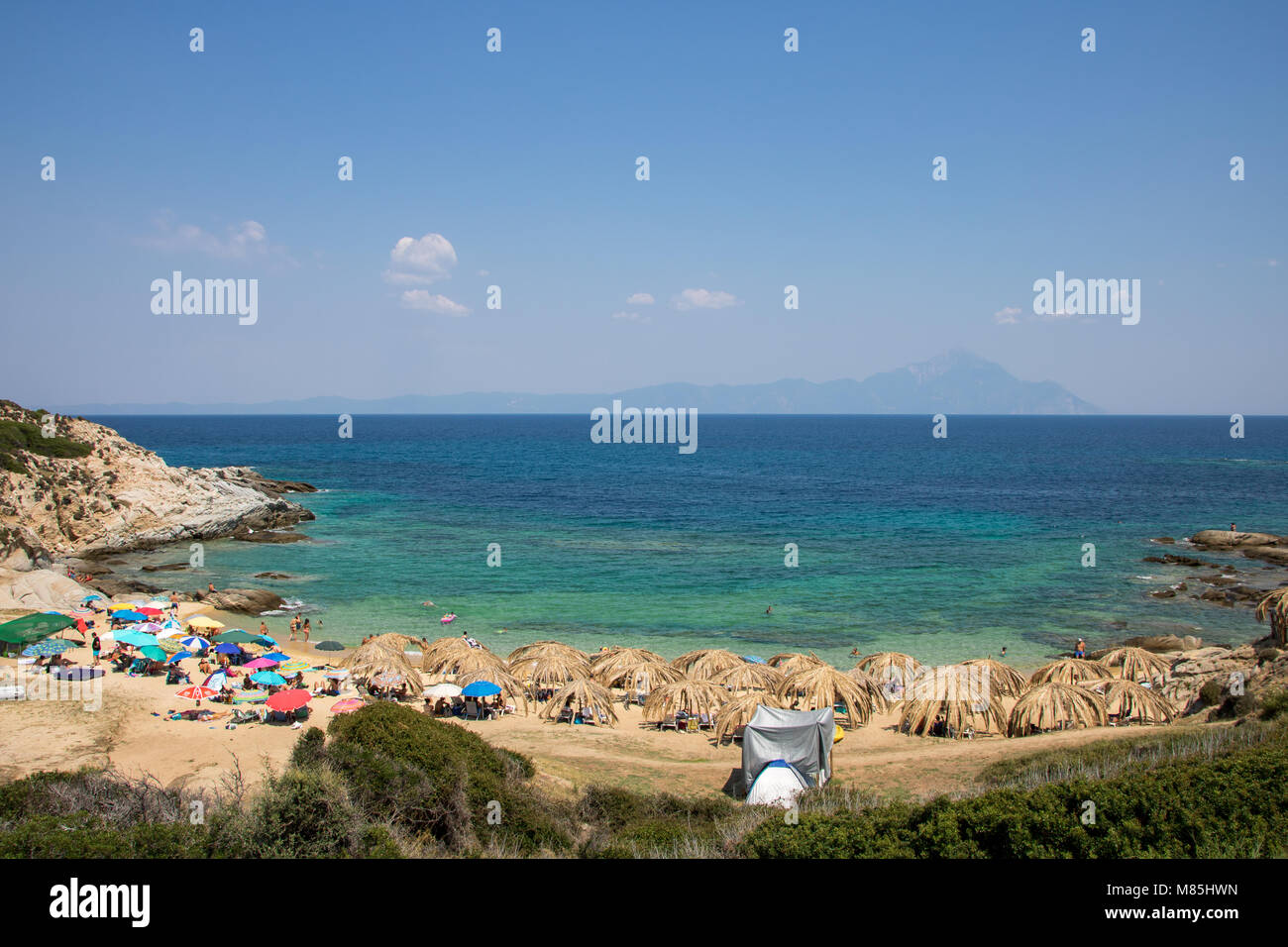 Beautiful Tigania beach on Greek peninsula Sithonia, part of larger ...