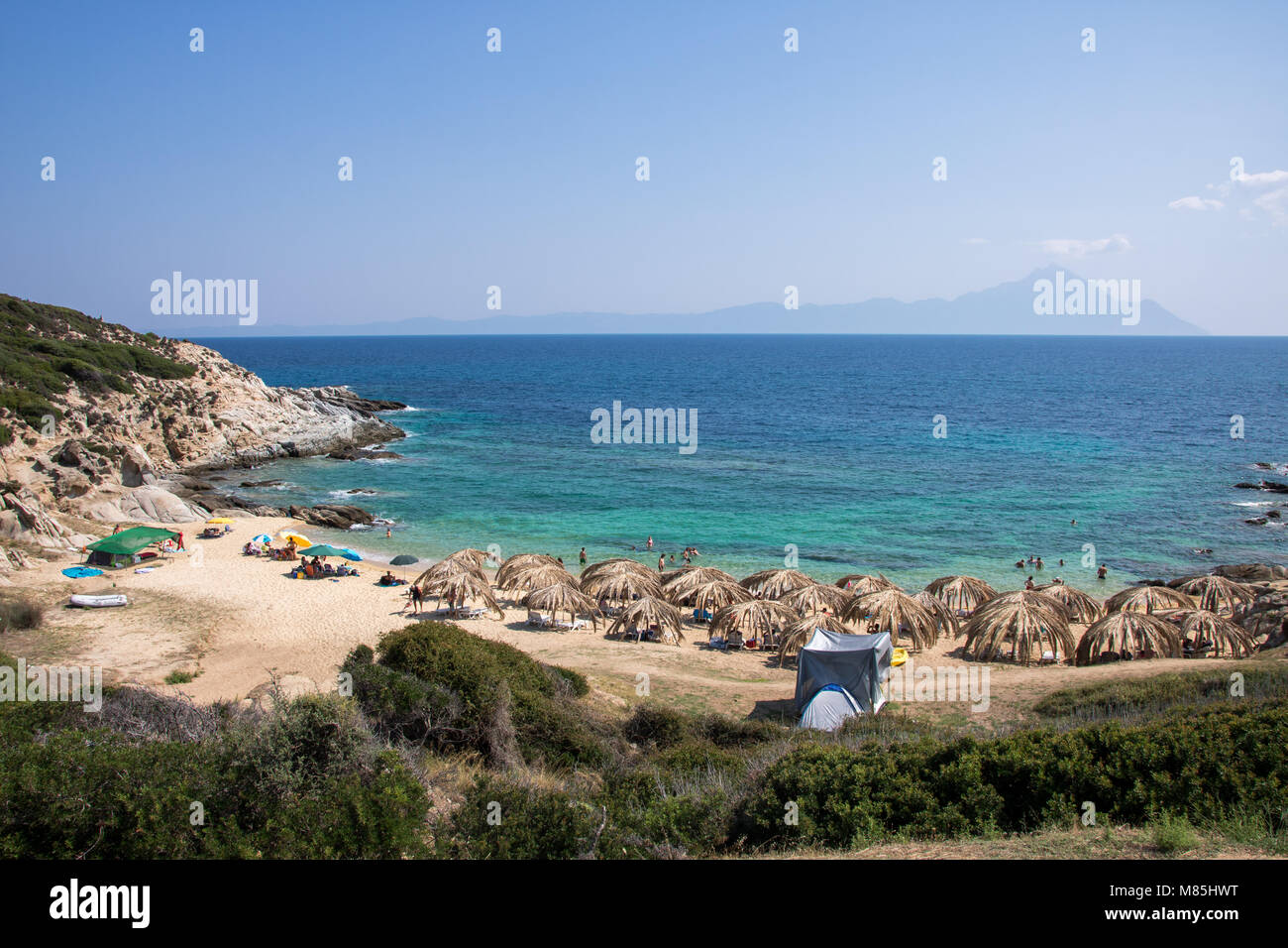 Beautiful Tigania beach on Greek peninsula Sithonia, part of larger ...