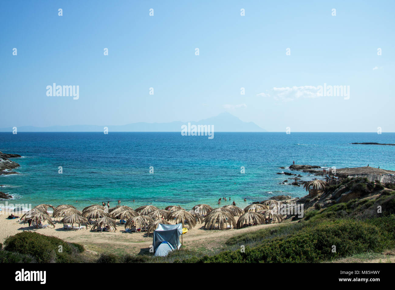 Beautiful Tigania beach on Greek peninsula Sithonia, part of larger ...