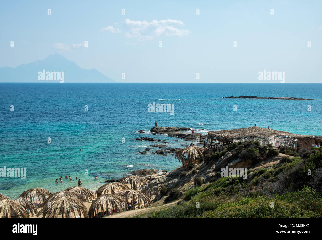 Beautiful Tigania beach on Greek peninsula Sithonia, part of larger ...