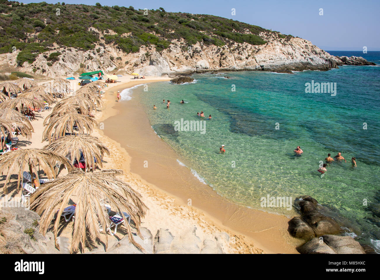 Beautiful Tigania beach on Greek peninsula Sithonia, part of larger ...