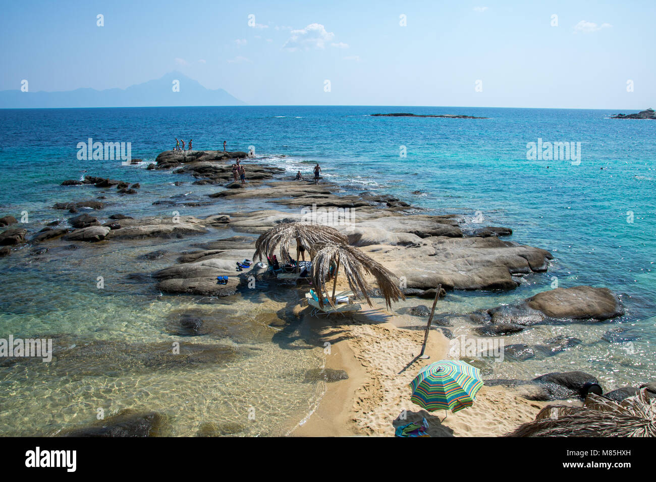 Beautiful Tigania beach on Greek peninsula Sithonia, part of larger ...