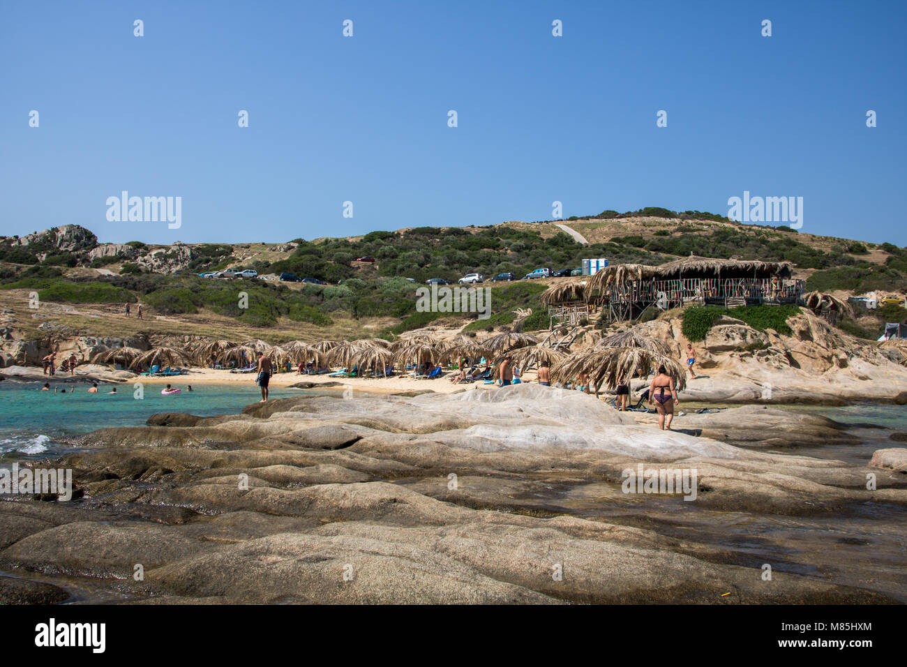 Beautiful Tigania beach on Greek peninsula Sithonia, part of larger ...