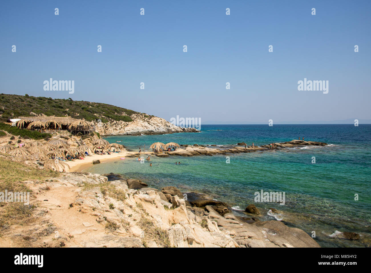 Beautiful Tigania beach on Greek peninsula Sithonia, part of larger ...