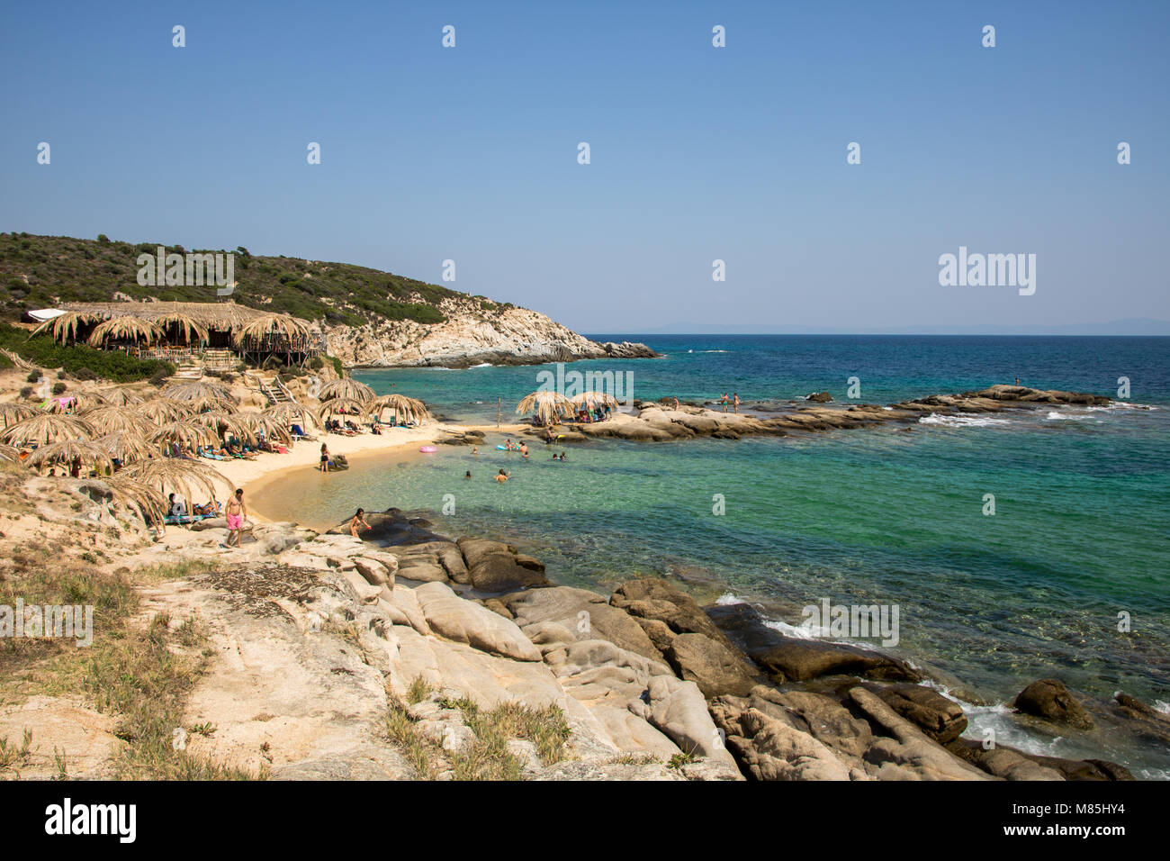 Beautiful Tigania beach on Greek peninsula Sithonia, part of larger ...