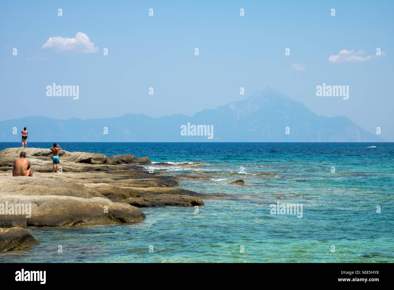 Beautiful Tigania beach on Greek peninsula Sithonia, part of larger ...