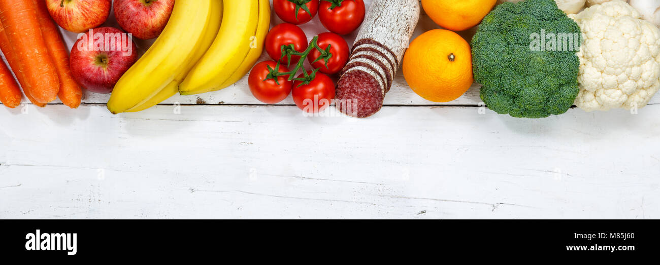 Fruits and vegetables food collection cooking ingredients banner ...