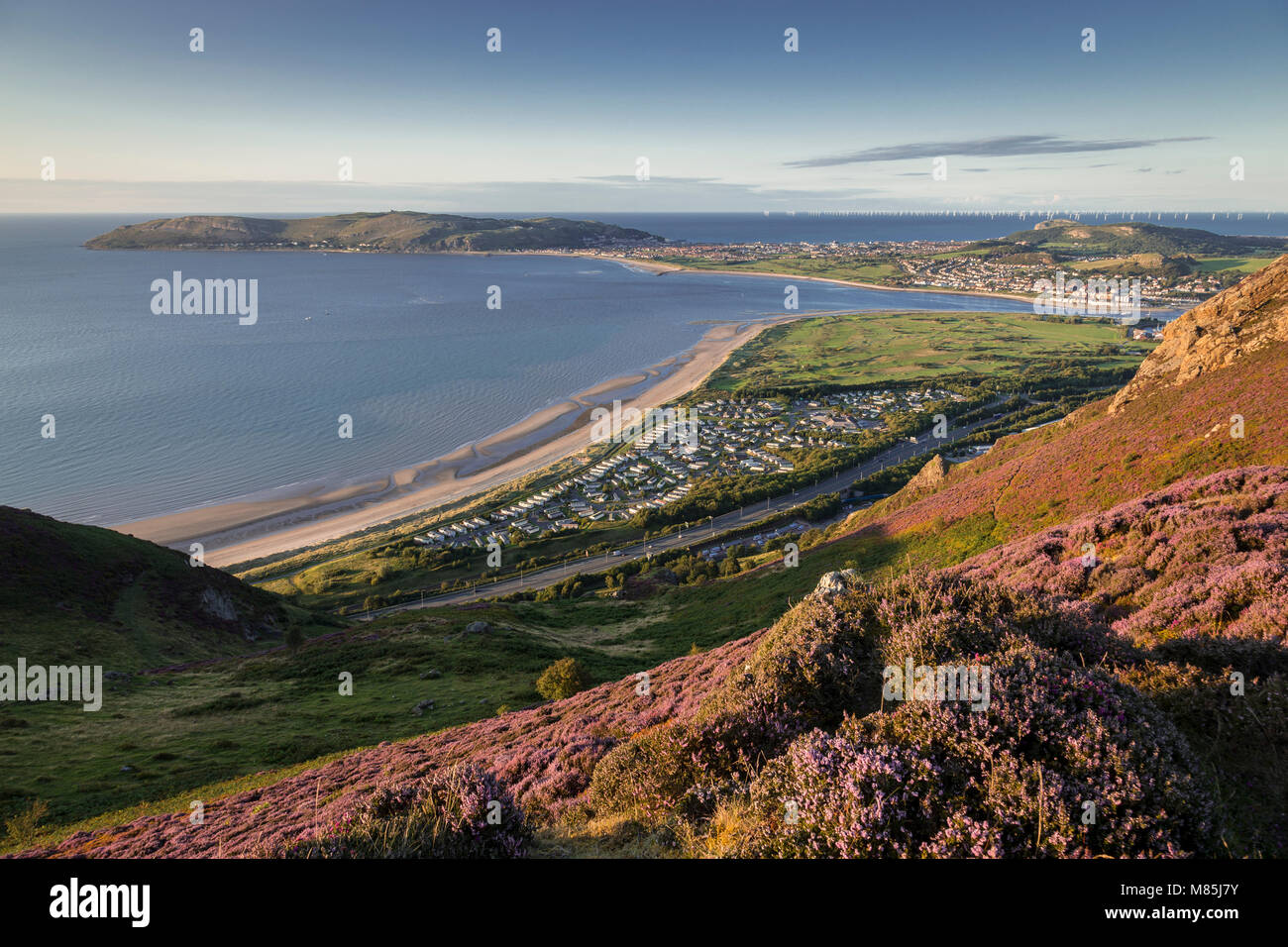 North Wales coast from Sychnant Pass above Conwy Morfa Stock Photo - Alamy