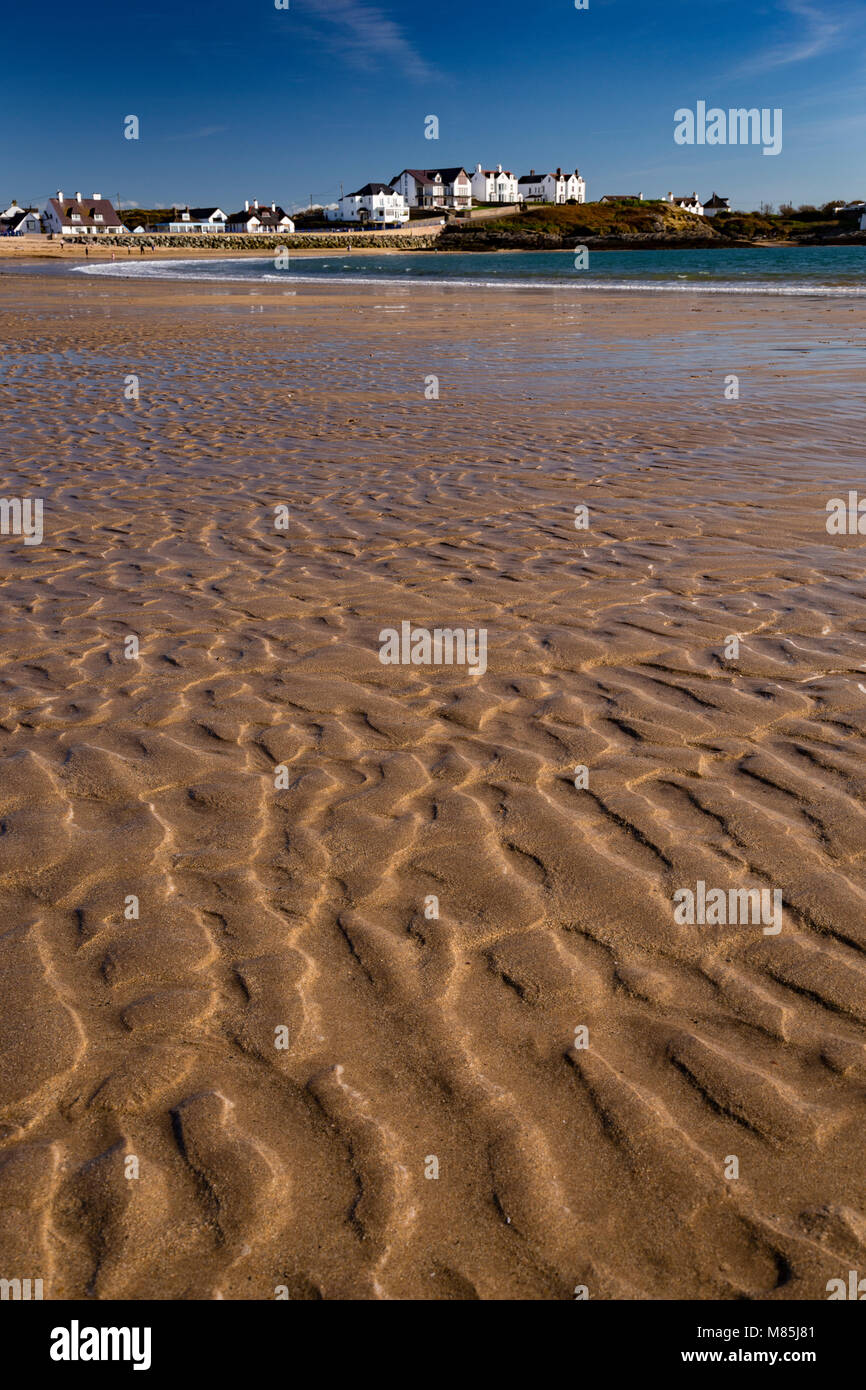 Sandy beach at Trearddur Bay, Anglesey, North Wales coast Stock Photo ...