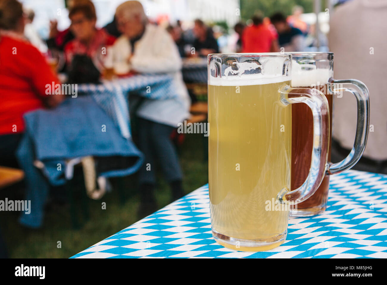 Celebrating the traditional German beer festival called Oktoberfest ...